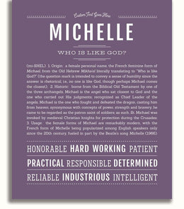 Michelle Personalized Name Meaning Art Prints – Name Stories