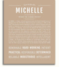 Michelle Personalized Name Meaning Art Prints – Name Stories