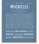 Michelle Personalized Name Meaning Art Prints – Name Stories