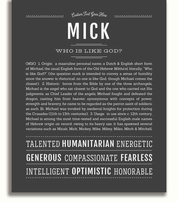 Mick | Name Art Print - Personalized Custom Gifts – Name Stories