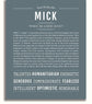 Mick Personalized Name Meaning Art Prints – Name Stories