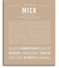 Mick | Name Art Print – Name Stories