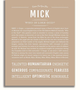 Mick | Name Art Print – Name Stories