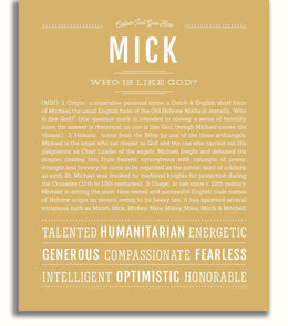 Mick | Name Art Print – Name Stories