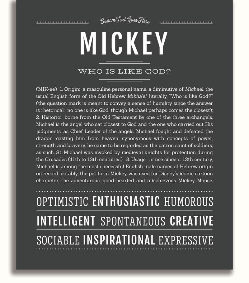 Mickey Personalized Name Meaning Art Prints – Name Stories