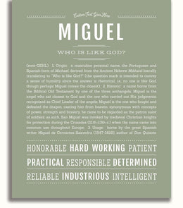 Miguel Personalized Name Meaning Art Prints – Name Stories