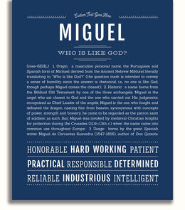 Miguel Personalized Name Meaning Art Prints – Name Stories