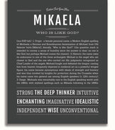 Mikaela Personalized Name Meaning Art Prints – Name Stories