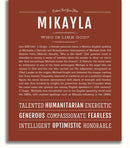 Mikayla Personalized Name Meaning Art Prints – Name Stories