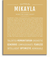 Mikayla Personalized Name Meaning Art Prints – Name Stories