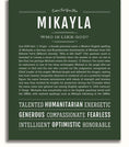 Mikayla Personalized Name Meaning Art Prints – Name Stories