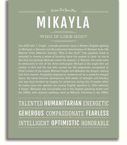 Mikayla Personalized Name Meaning Art Prints – Name Stories