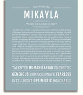 Mikayla Personalized Name Meaning Art Prints – Name Stories