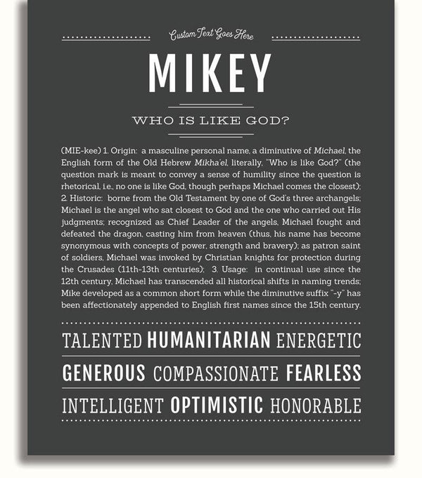 Mikey | Name Art Print - Personalized Custom Gifts – Name Stories