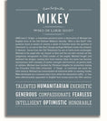Mikey Personalized Name Meaning Art Prints – Name Stories