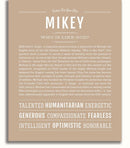 Mikey Personalized Name Meaning Art Prints – Name Stories