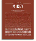 Mikey Personalized Name Meaning Art Prints – Name Stories