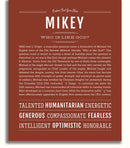 Mikey Personalized Name Meaning Art Prints – Name Stories