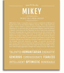 Mikey Personalized Name Meaning Art Prints – Name Stories