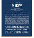 Mikey Personalized Name Meaning Art Prints – Name Stories