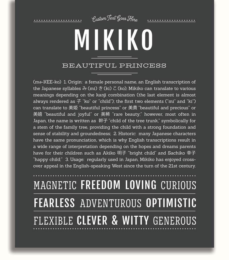 Mikiko Personalized Name Meaning Art Prints – Name Stories