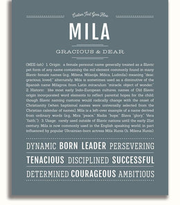 Mila Personalized Name Meaning Art Prints – Name Stories