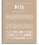 Mila Personalized Name Meaning Art Prints – Name Stories