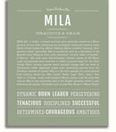 Mila Personalized Name Meaning Art Prints – Name Stories