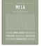 Mila Personalized Name Meaning Art Prints – Name Stories