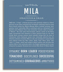 Mila Personalized Name Meaning Art Prints – Name Stories