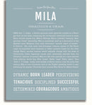 Mila Personalized Name Meaning Art Prints – Name Stories