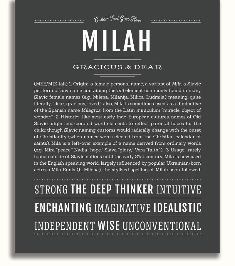 Milah Personalized Name Meaning Art Prints – Name Stories