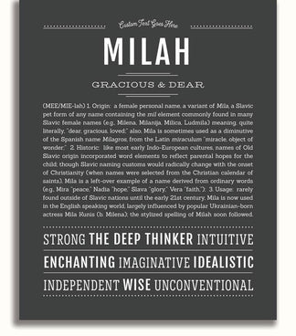 Milah Personalized Name Meaning Art Prints – Name Stories