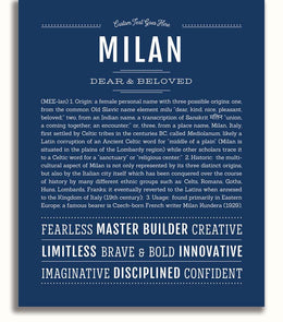 Milan (female) | Name Art Print – Name Stories