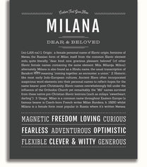 Milana Personalized Name Meaning Art Prints – Name Stories