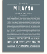 Milayna Personalized Name Meaning Art Prints – Name Stories