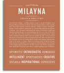 Milayna Personalized Name Meaning Art Prints – Name Stories