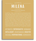 Milena Personalized Name Meaning Art Prints – Name Stories