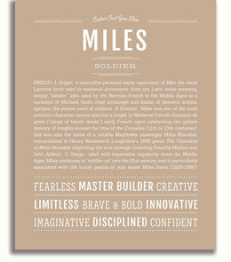 Miles Personalized Name Meaning Art Prints – Name Stories