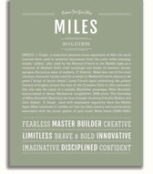 Miles Personalized Name Meaning Art Prints – Name Stories