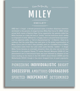 Miley Personalized Name Meaning Art Prints – Name Stories