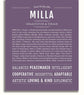 Milla Personalized Name Meaning Art Prints – Name Stories
