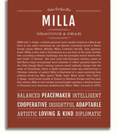 Milla Personalized Name Meaning Art Prints – Name Stories