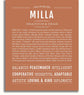 Milla Personalized Name Meaning Art Prints – Name Stories