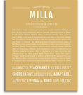 Milla Personalized Name Meaning Art Prints – Name Stories