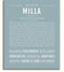 Milla Personalized Name Meaning Art Prints – Name Stories