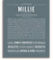 Millie Personalized Name Meaning Art Prints – Name Stories