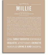 Millie Personalized Name Meaning Art Prints – Name Stories
