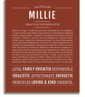 Millie Personalized Name Meaning Art Prints – Name Stories