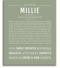 Millie Personalized Name Meaning Art Prints – Name Stories